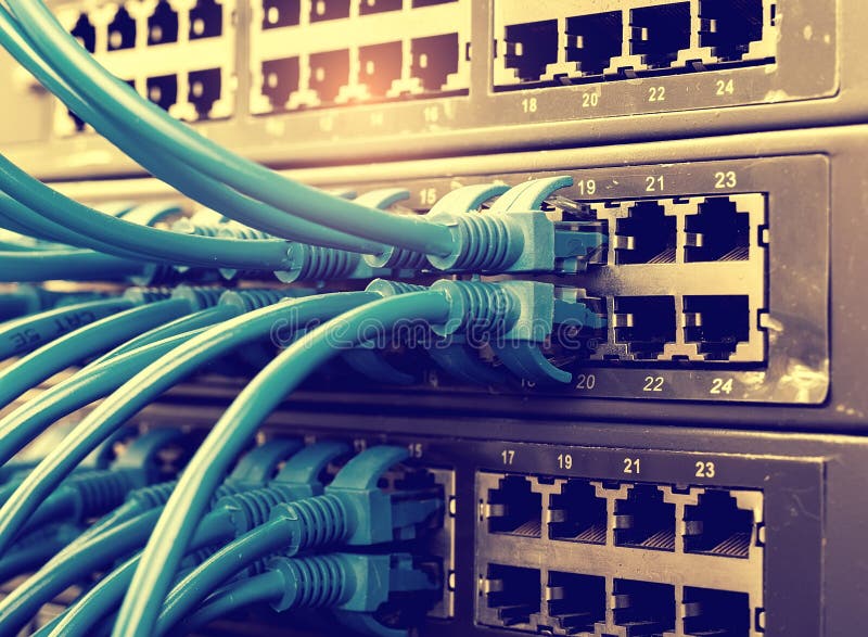 Network Switch and Ethernet Cables Stock Image - Image of electronic ...
