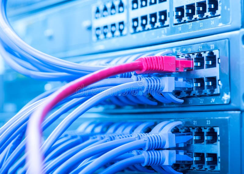 Network Switch and Ethernet Cables,Data Center Concept. Stock Photo ...