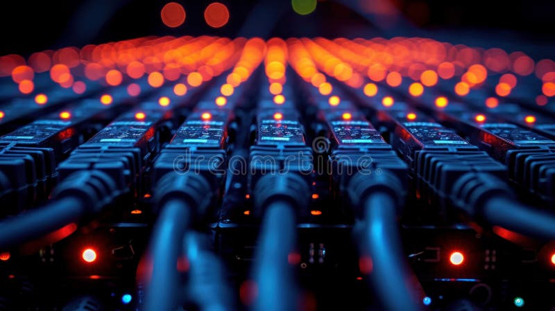 Network Switch and Ethernet Cables in Data Center Stock Illustration ...