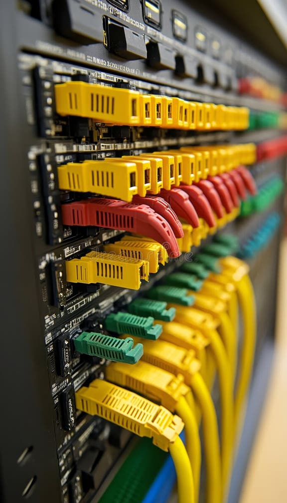 Network Switch with Ethernet Cables, Internet Connection, Server Room ...
