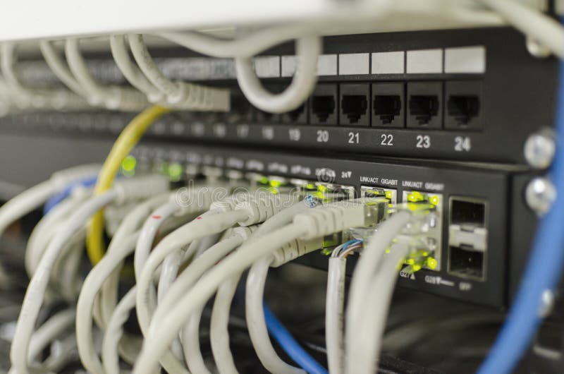 Network Switch and Ethernet Cables Stock Photo - Image of plug, concept ...