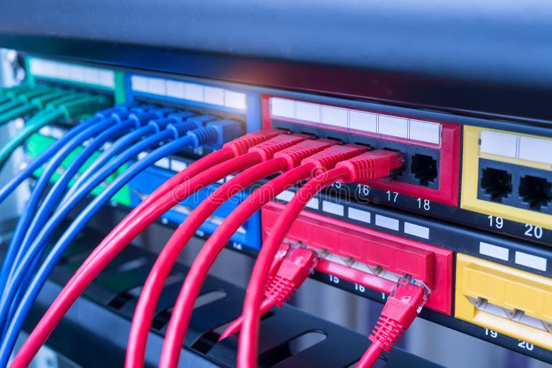 Network Switch and Ethernet Cables Stock Photo - Image of network, data ...