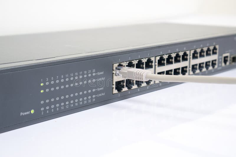 Network Switch and Ethernet Cables in Rack Cabinet Stock Photo - Image ...