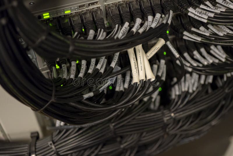 Network Switch and Ethernet Cables Patched into Local Network and IPTV ...