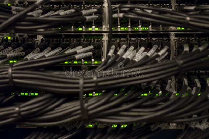 Network Switch and Ethernet Cables Patched into Local Network and IPTV ...