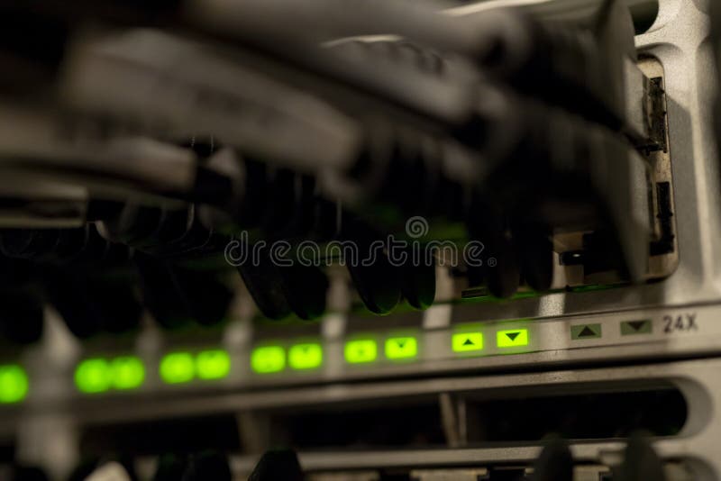 Network Switch and Ethernet Cables Patched into Local Network and IPTV ...