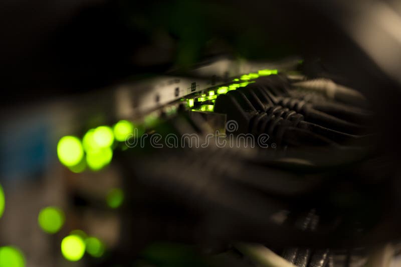 Network Switch and Ethernet Cables Patched into Local Network and IPTV ...