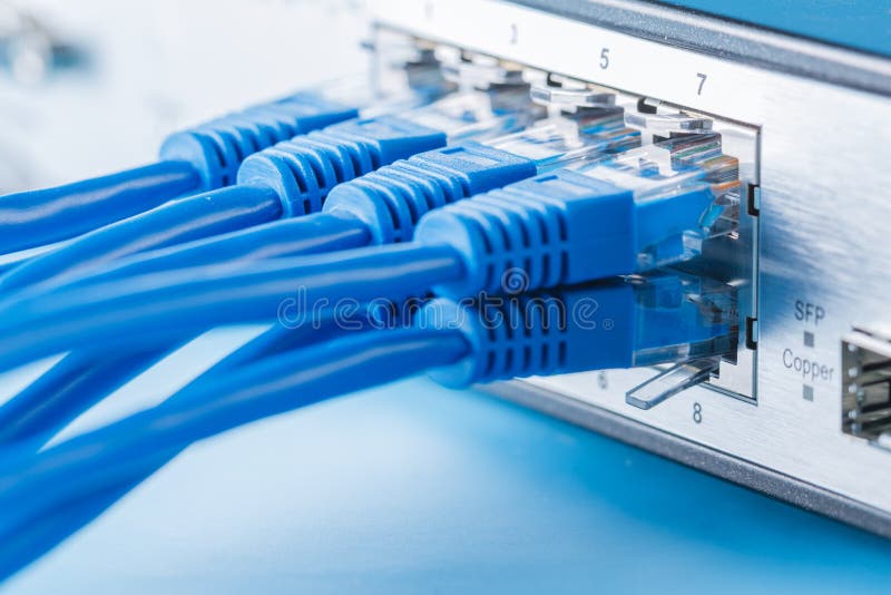Network Switch and Ethernet Cables Stock Image - Image of jack, concept ...