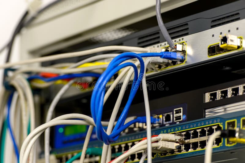 Network Switch and Ethernet Cables Stock Photo - Image of closeup ...