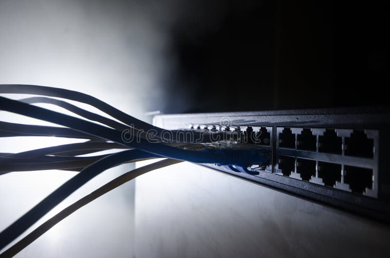 Network Switch and Ethernet Cables, Symbol of Global Communications ...