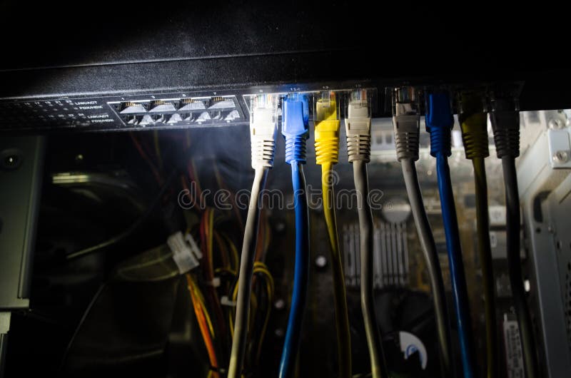 Network Switch and Ethernet Cables, Symbol of Global Communications ...