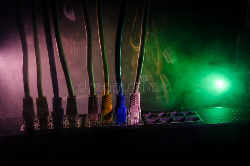 Network Switch and Ethernet Cables, Symbol of Global Communications ...