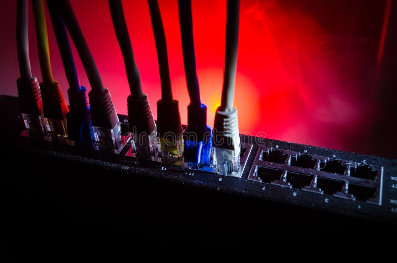 Network Switch and Ethernet Cables, Symbol of Global Communications ...