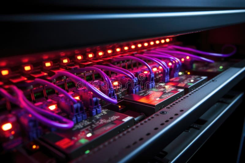 Network Switch with Flashing Lights Stock Image - Image of equipment ...