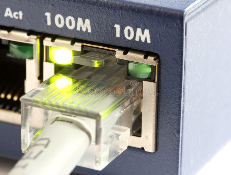 Network Switch with Grey Ethernet Cable Stock Photo - Image of detail ...