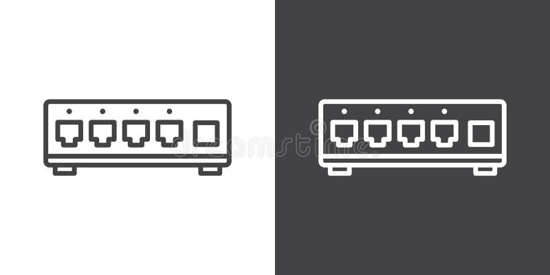 Network Switch Icon Flat Vector Set Outline Stock Illustration ...