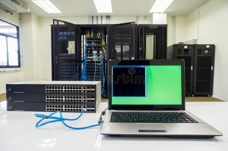 Network Switch and Ethernet Cables in Rack Cabinet Stock Photo - Image ...
