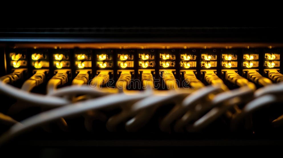 Network Switch Showing Active Ports with Blinking Led Lights Stock ...