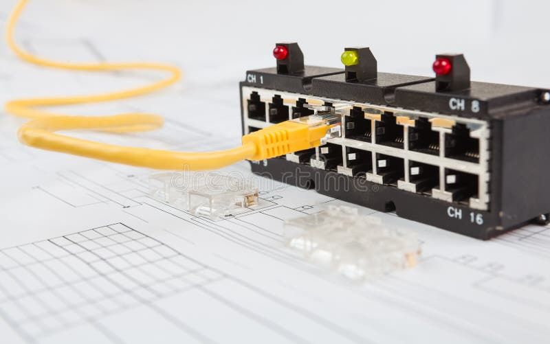 Network Switch and UTP Ethernet Cable Stock Image - Image of cable ...