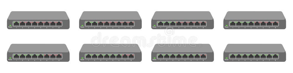 Network Switch Vector Icon Set. Set of Icons of Switches with ...