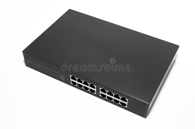 Ethernet Switch On White Background. Front View. Stock Image - Image of ...