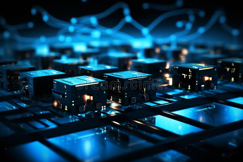 Network Switches With Blinking Lights Indicating Data Transfer