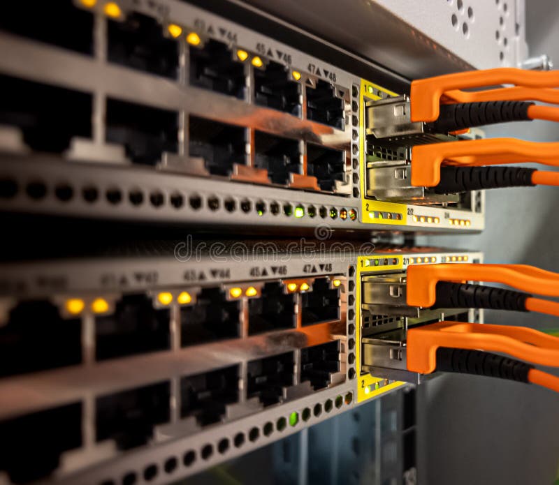Network Switches and Cables Connect Devices in a Data Center ...
