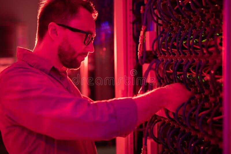 Network Technician is Working Stock Image - Image of broadband ...