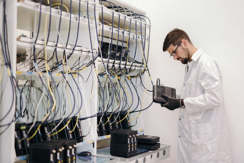 Network Technician is Working Stock Image - Image of broadband ...