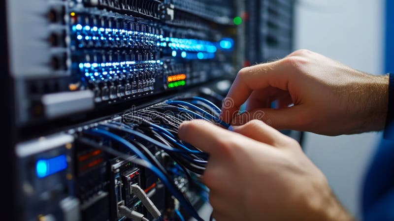 Network Technicians Managing Server Connections Stock Illustration ...