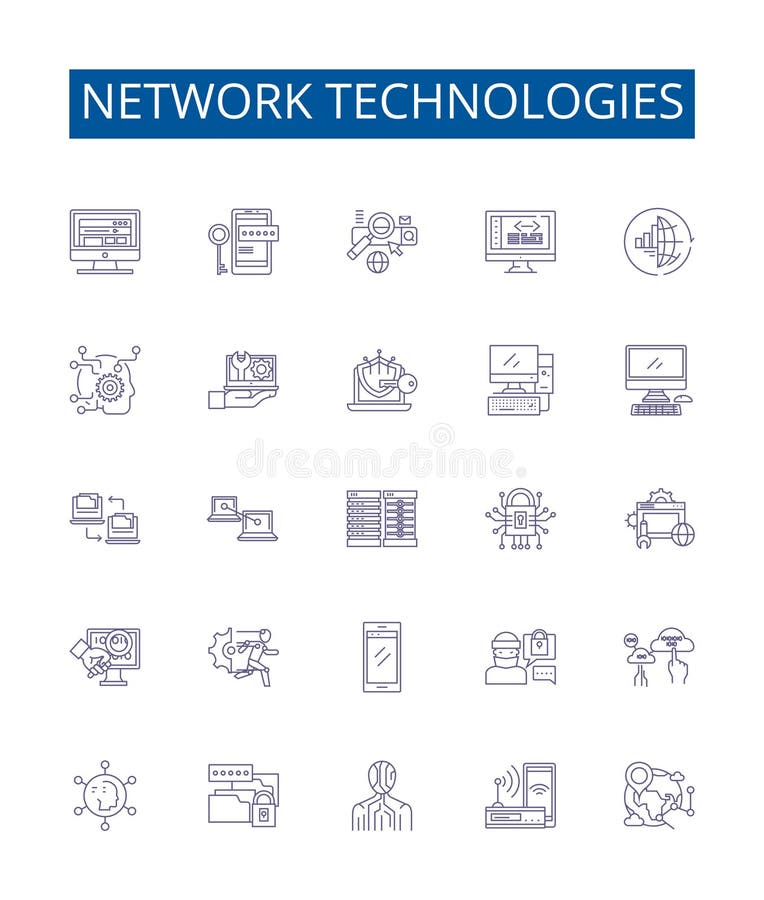 Network Technologies Line Icons Signs Set. Design Collection of ... Network Technologies Line Icons Signs Set. Design Collection of ...