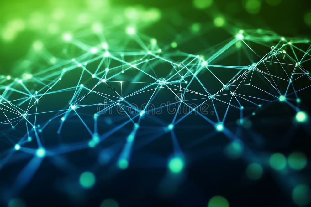 Network Technology Backdrops a Luminous Dots Composition on Lines Grid ...