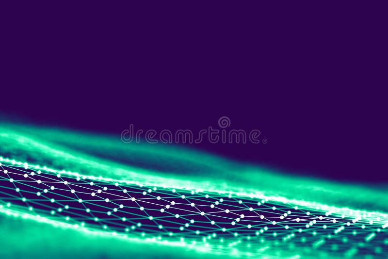 Network Technology Background. Futuristic Tech Blue Background. Low ...