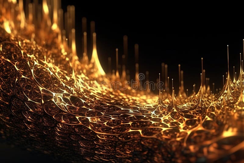 Network Technology Background Futuristic Tech Gold Abstract Background ...