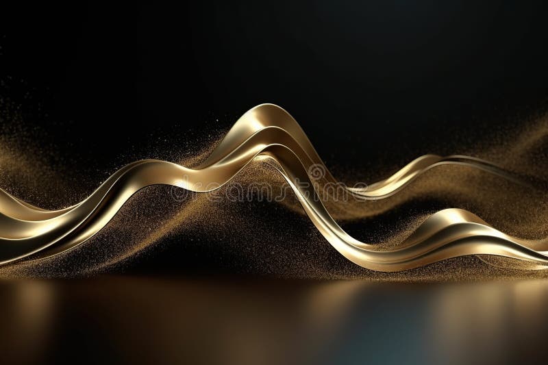 Network Technology Background Futuristic Tech Golden Wave Background ...