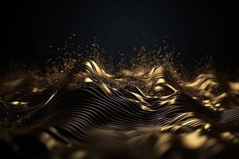 Network Technology Background Futuristic Tech Golden Wave Background ...