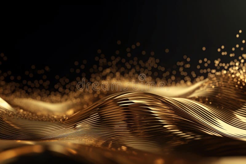 Network Technology Background Futuristic Tech Golden Wave Background ...