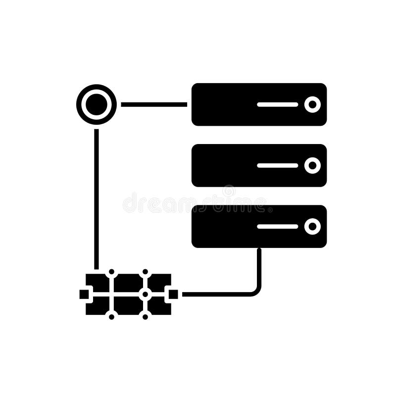 Network Technology Black Icon, Vector Sign on Isolated Background ...