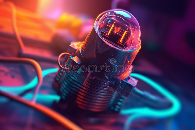 Electric Power Generator in Neon Lighting Made with Generative Ai Stock ...