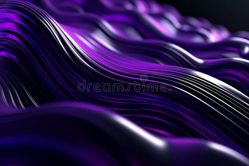 Network Technology. Futuristic Tech Black Background and Purple Waves ...