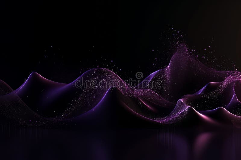 Network Technology. Futuristic Tech Black Background and Purple Waves ...