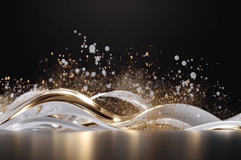 Network Technology Futuristic Tech Golden Wave Background. Low Poly 3d ...