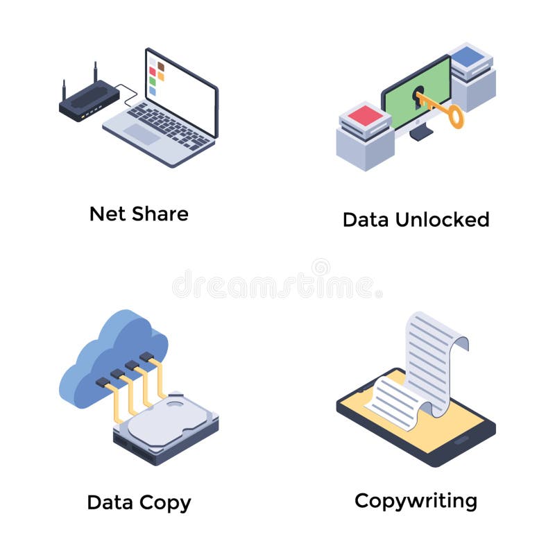 Network Technology Isometric Icons Stock Vector - Illustration of ...