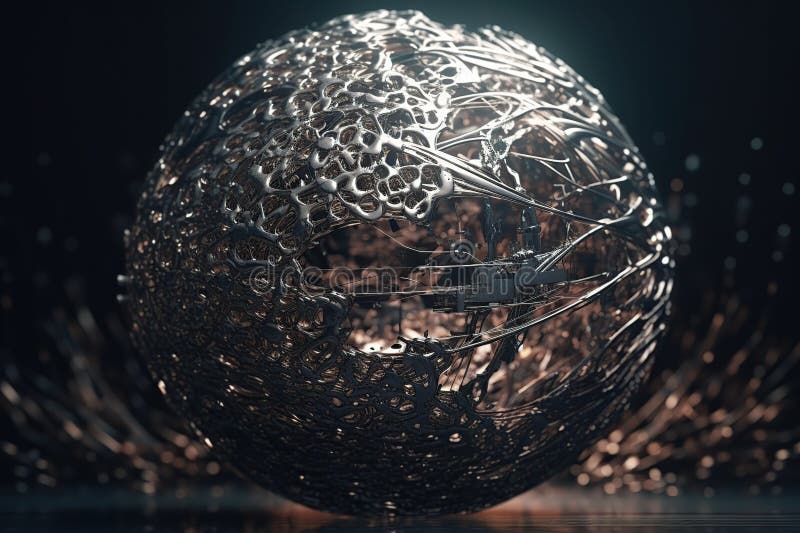 Network Technology Polygonal Sphere Digital Silver Abstract Background ...