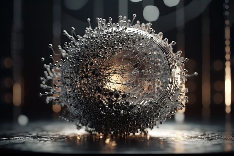 Network Technology Polygonal Sphere Digital Silver Abstract Background ...