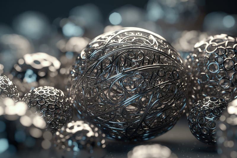 Network Technology Polygonal Sphere Digital Silver Abstract Background ...