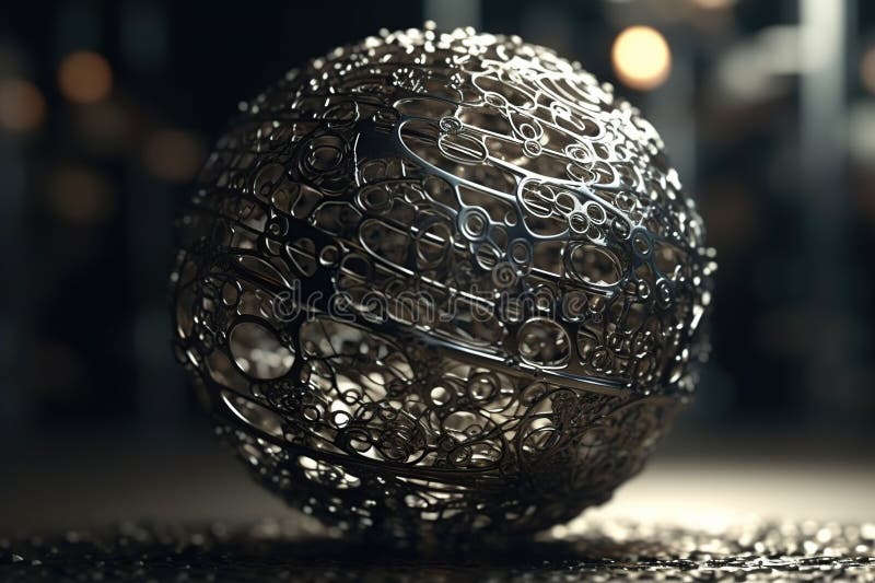 Network Technology Polygonal Sphere Digital Silver Abstract Background ...