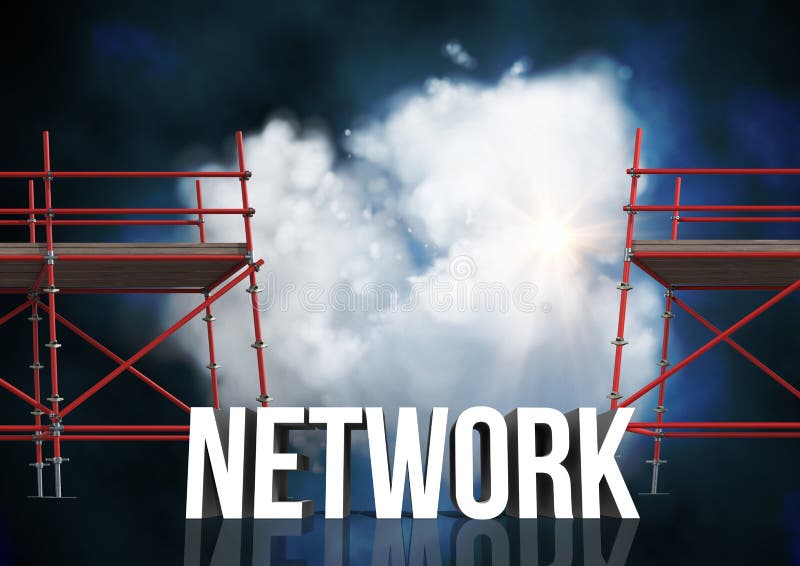 Network Text with 3D Scaffolding and Illuminated Cloud Stock ...
