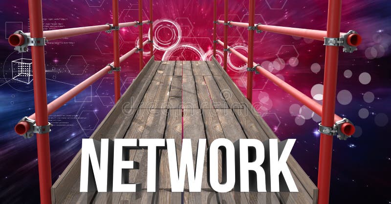 Network Text with 3D Scaffolding and Space Interface Background Stock ...