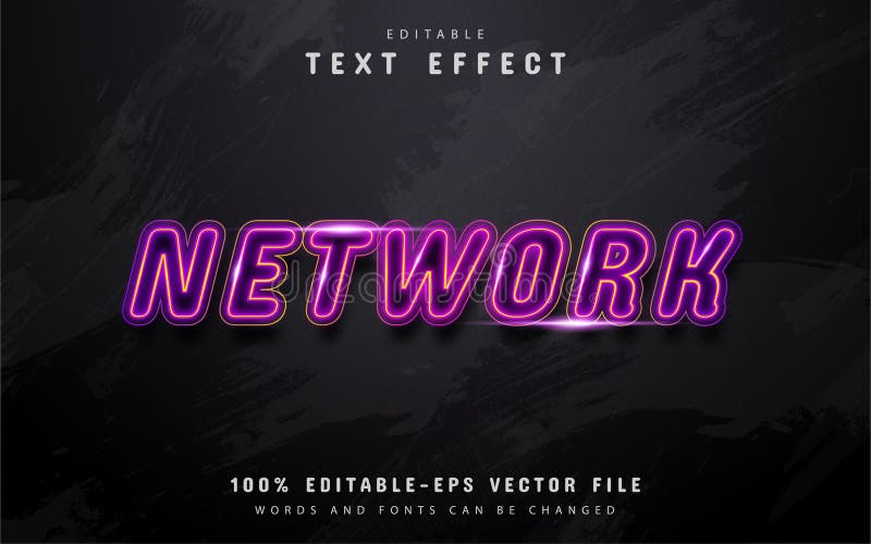 Network Text, Purple Neon Style Text Effect Stock Vector - Illustration ...